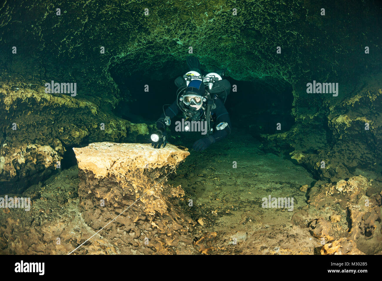 divers underwater caves diving Ginnie Springs Florida USA Stock Photo ...