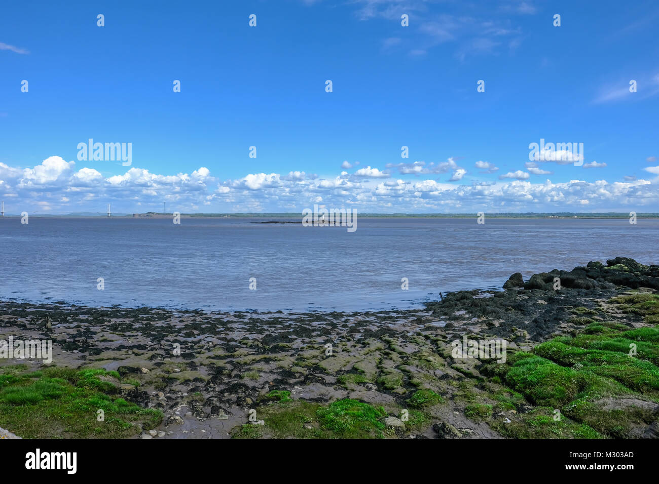 View of the estuary of the River Severn on a bright early summer day ...