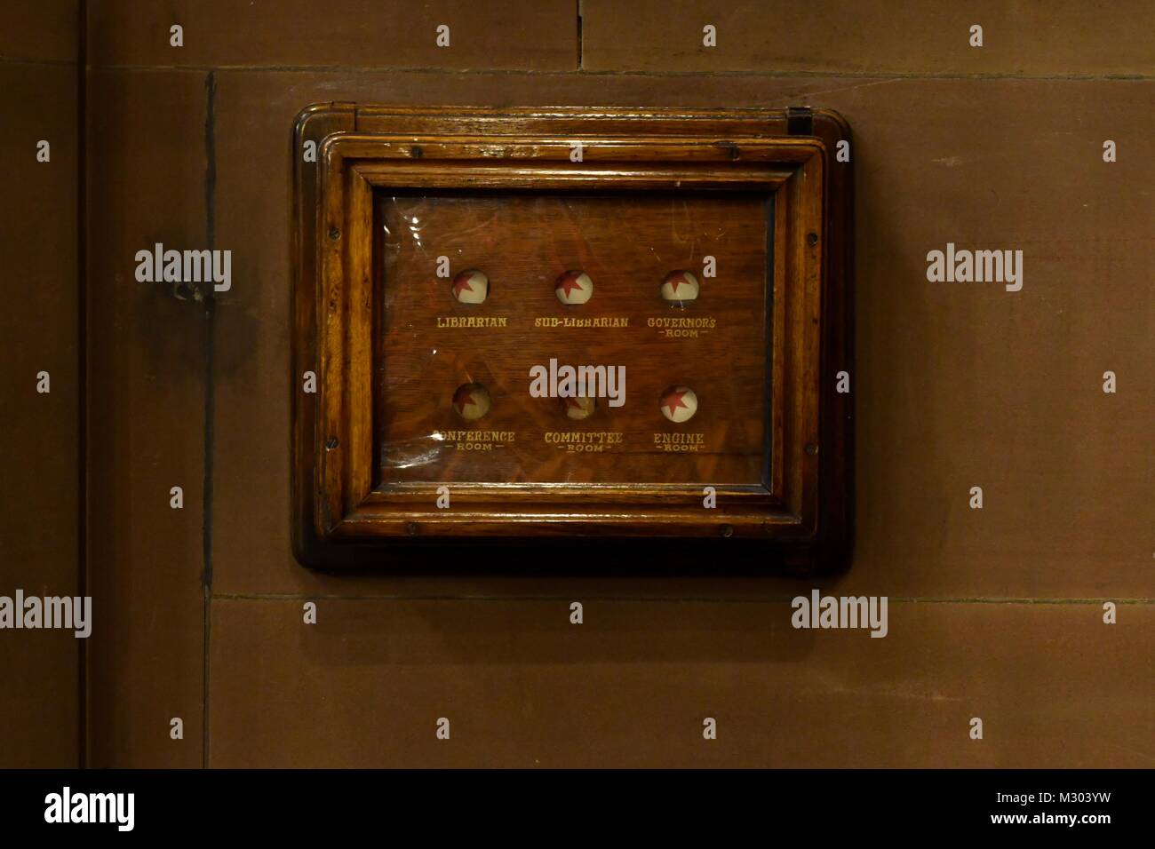 Wood panel indicating positions and rooms in the John Rylands Library ...