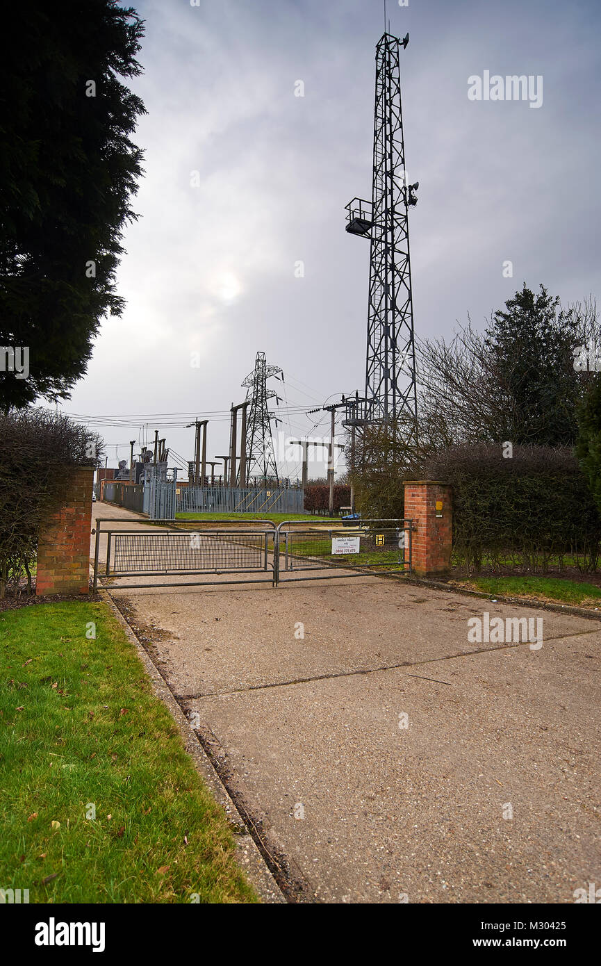 Electricity Substation entrance gates Stock Photo - Alamy