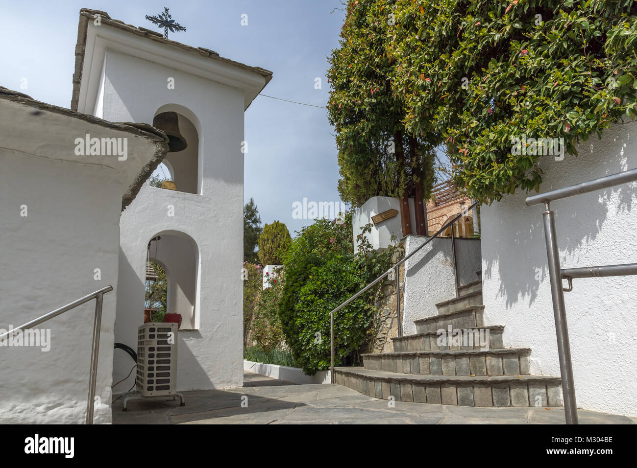 Bell tower in the Archangel Michael Monastery in Thassos island, East ...