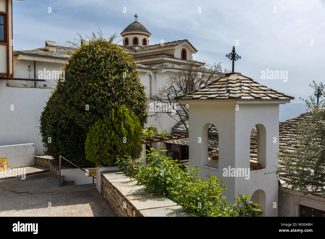 Inside view of the Archangel Michael Monastery in Thassos island, East ...