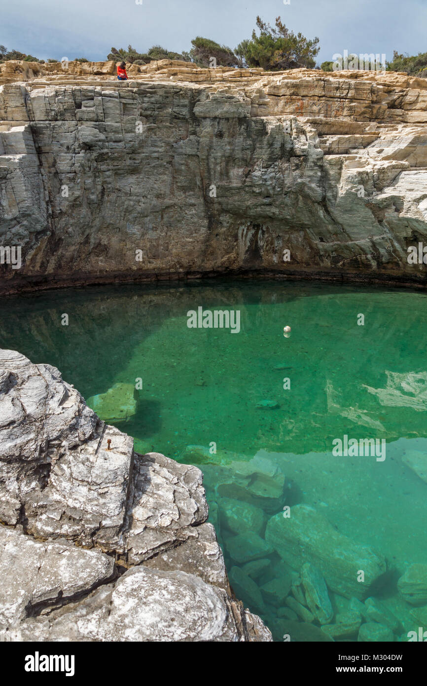 Amazing view of Giola Natural Pool in Thassos island, East Macedonia ...