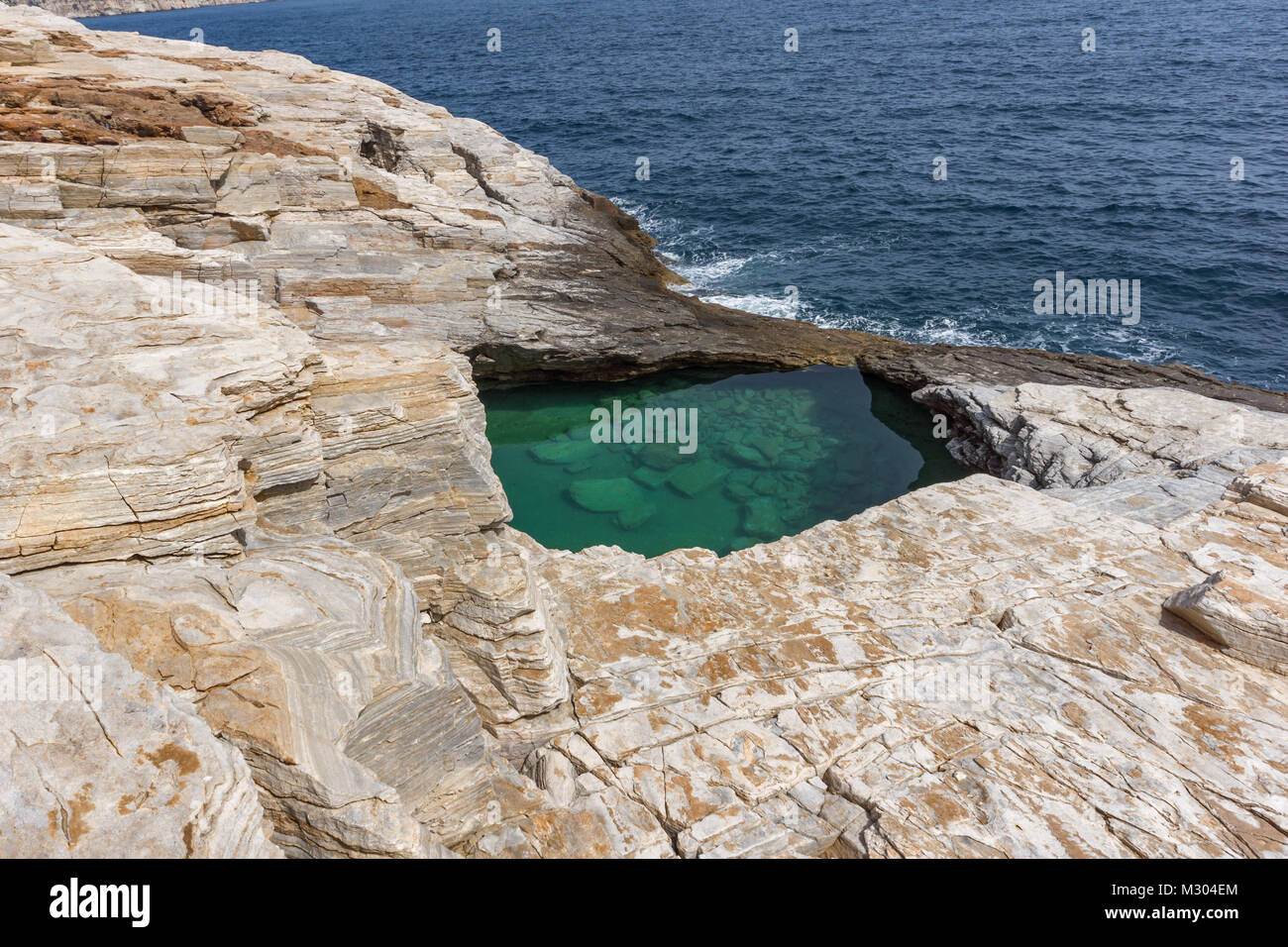Amazing view of Giola Natural Pool in Thassos island, East Macedonia ...
