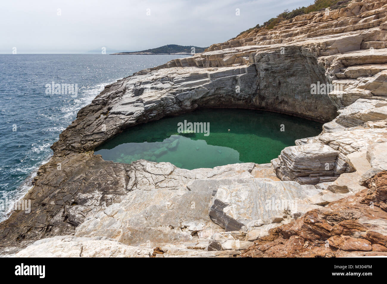 Amazing view of Giola Natural Pool in Thassos island, East Macedonia ...