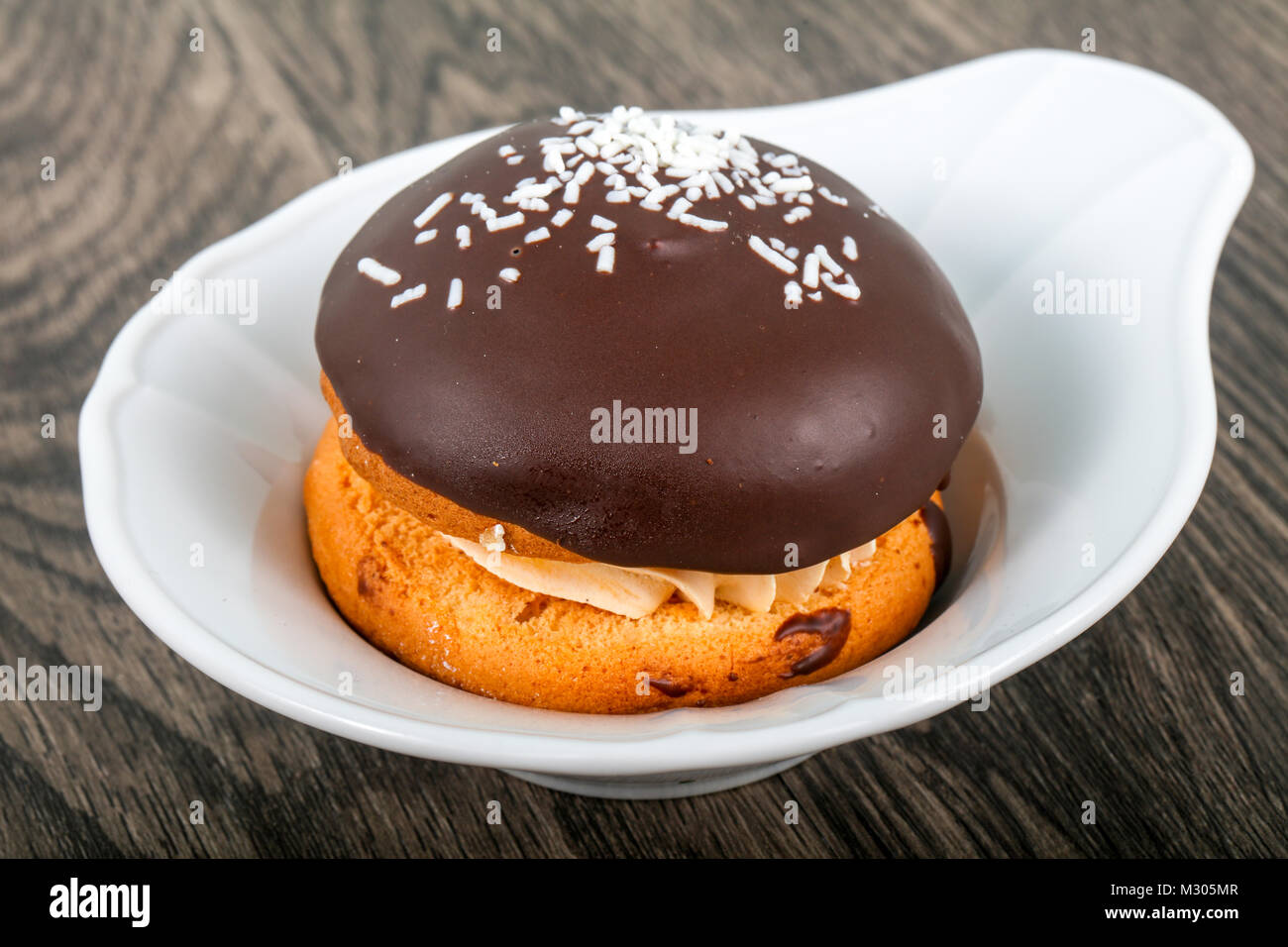 Bouchee cake with chocolate Stock Photo - Alamy