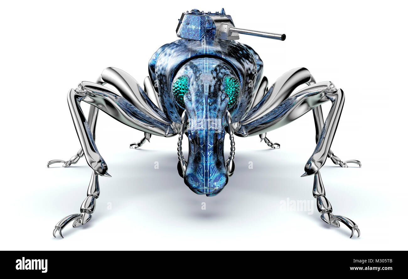 digital war concept electronic computer bug isolated, 3D illustration ...