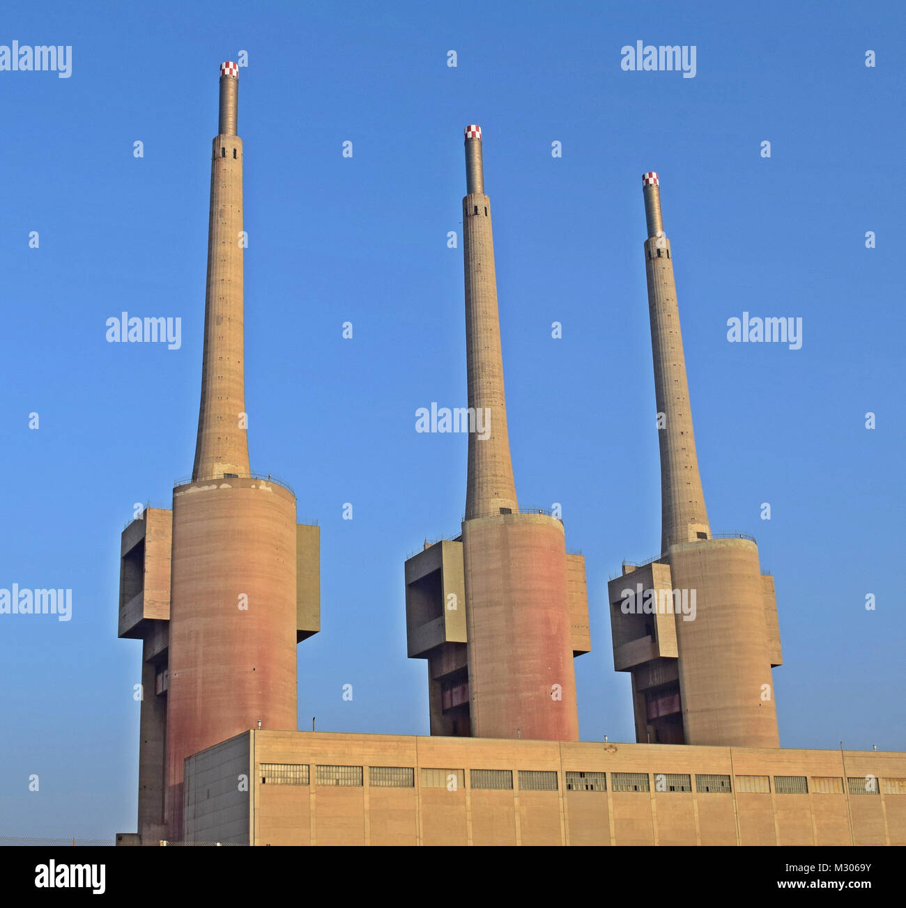 Chimneys of old factory in Barcelona Stock Photo - Alamy