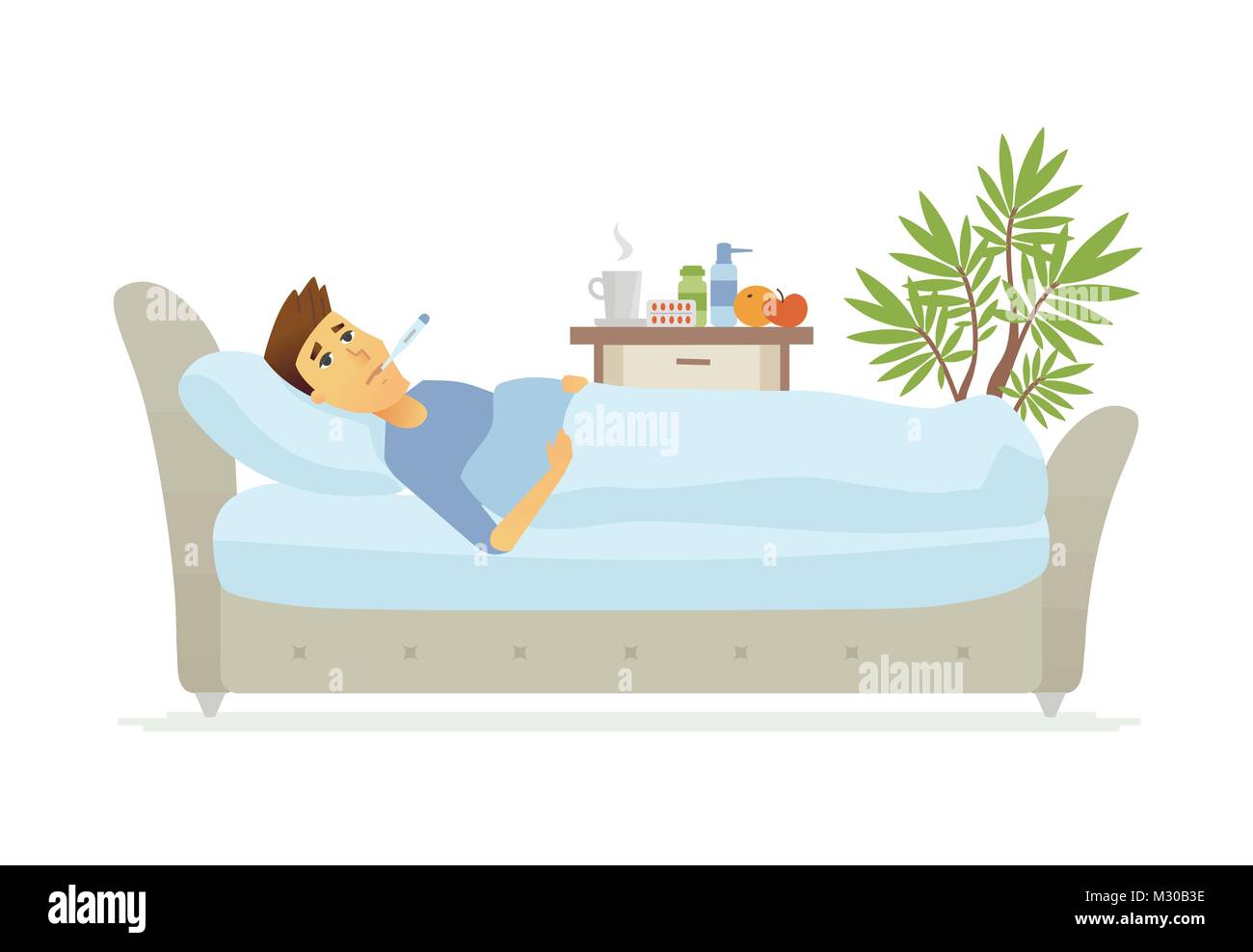 Man having a flu - cartoon people characters illustration Stock Vector ...