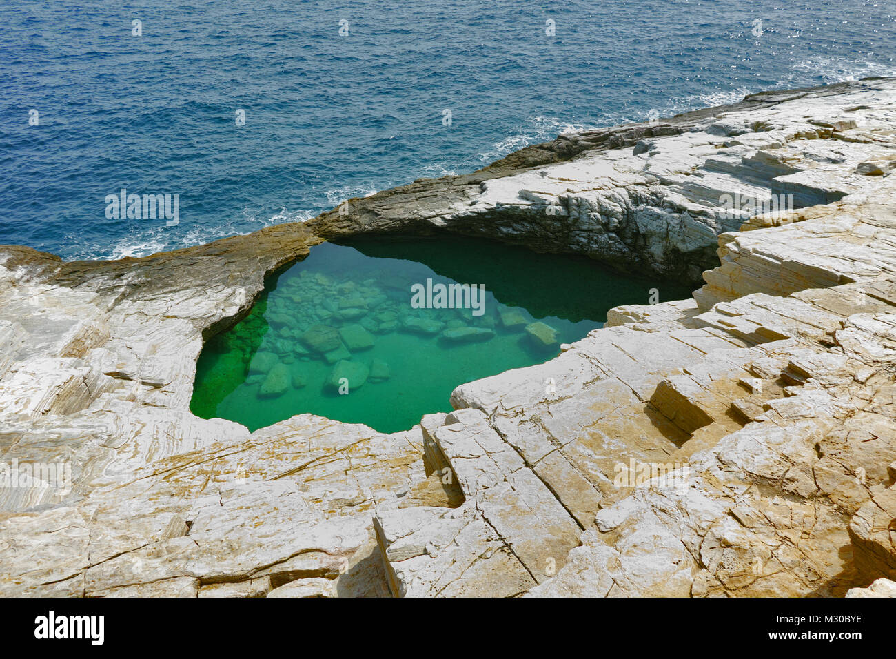 Amazing view of Giola Natural Pool in Thassos island, East Macedonia ...
