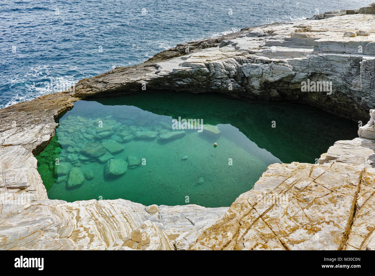 Amazing view of Giola Natural Pool in Thassos island, East Macedonia ...