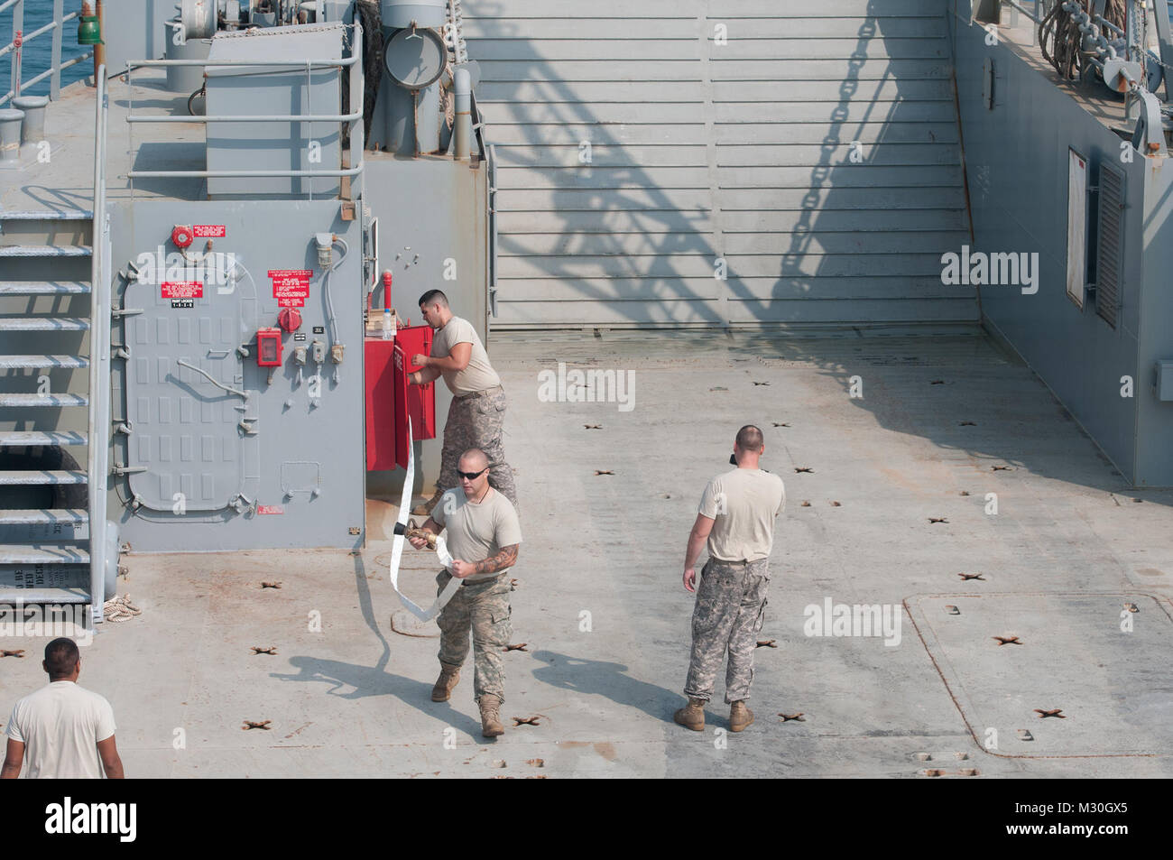 Simulated Fire Drill by 316th ESC Stock Photo - Alamy