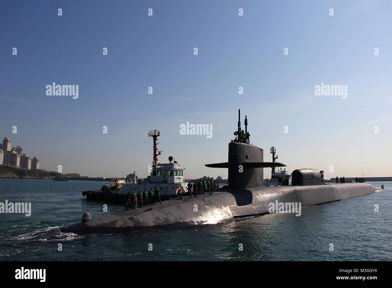 USS Ohio (SSGN 726) arrives for a routine port visit to Busan, S. Korea ...