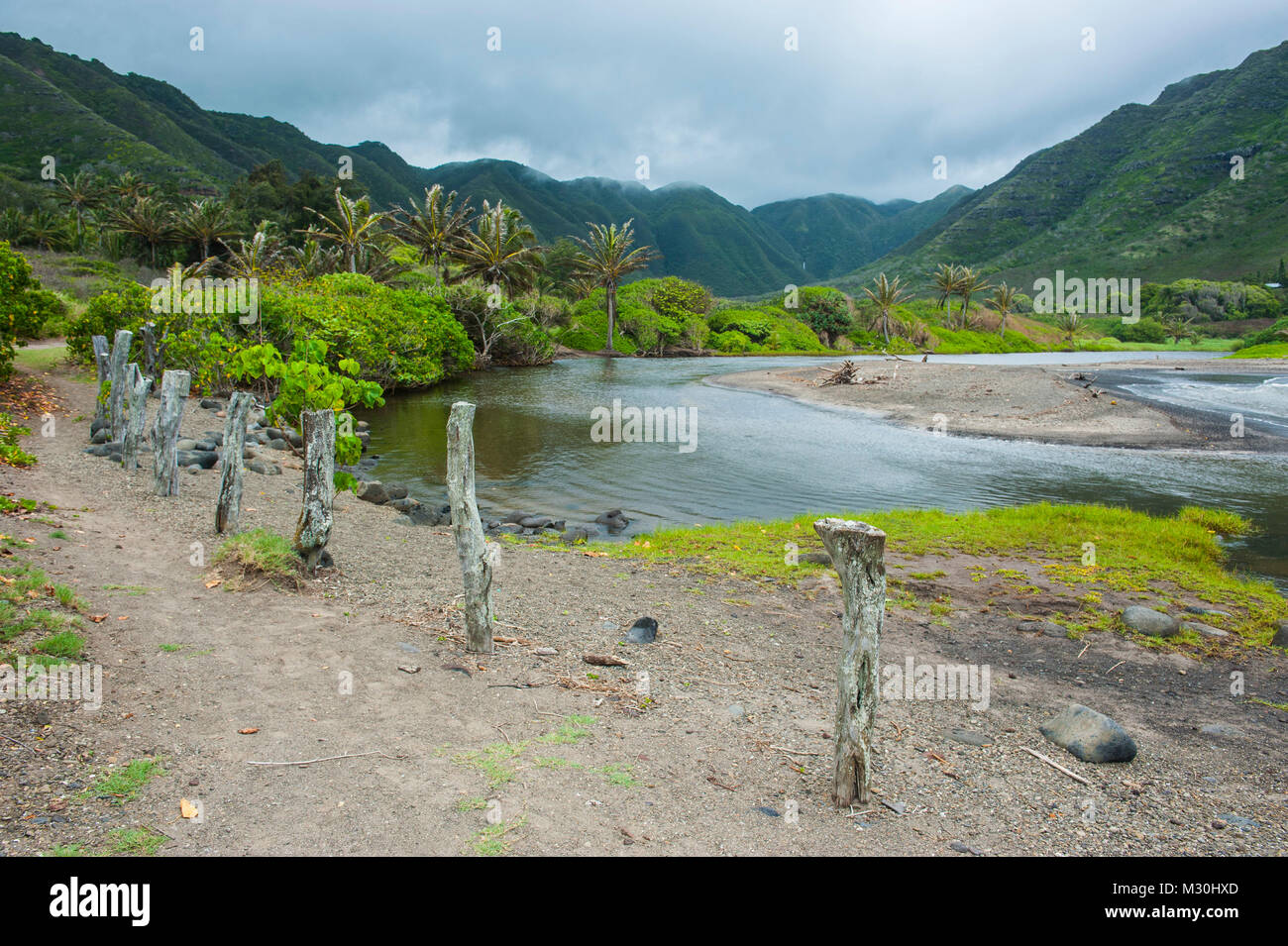 Halawa stream in the Halawa Bay on the island of Molokai, Hawaii Stock ...