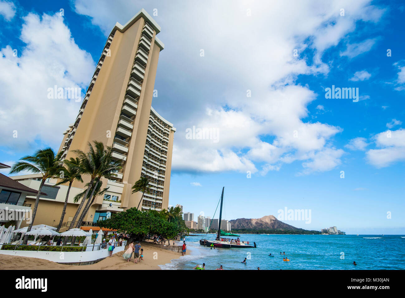 High rise hotels on Waikiki Beach, Oahu, Hawaii Stock Photo - Alamy