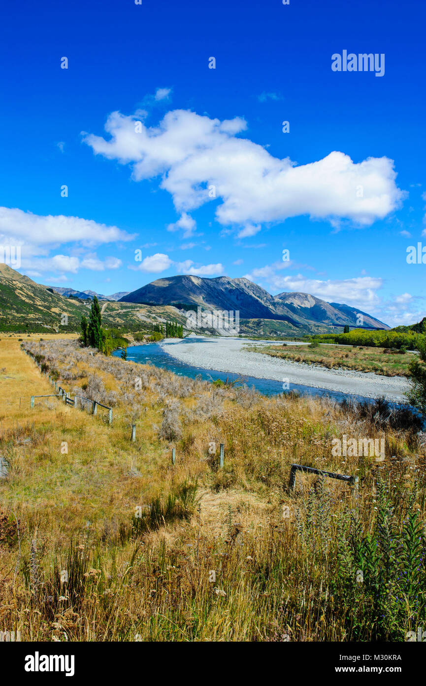 Pretty scenery around the Lewis river, South Island, New Zealand Stock ...