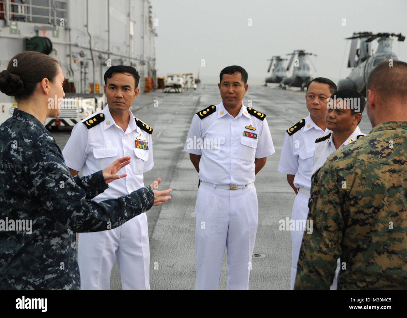 USS Bonhomme Richard (LHD 6) during a tour for Myanmar naval officers ...