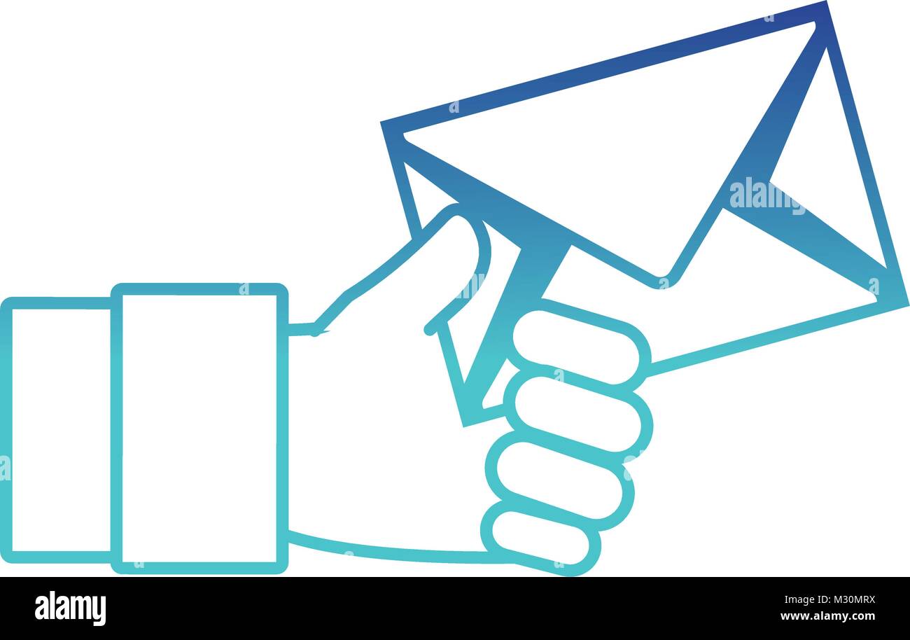 blue line man hand with e-mail text message Stock Vector Image & Art ...