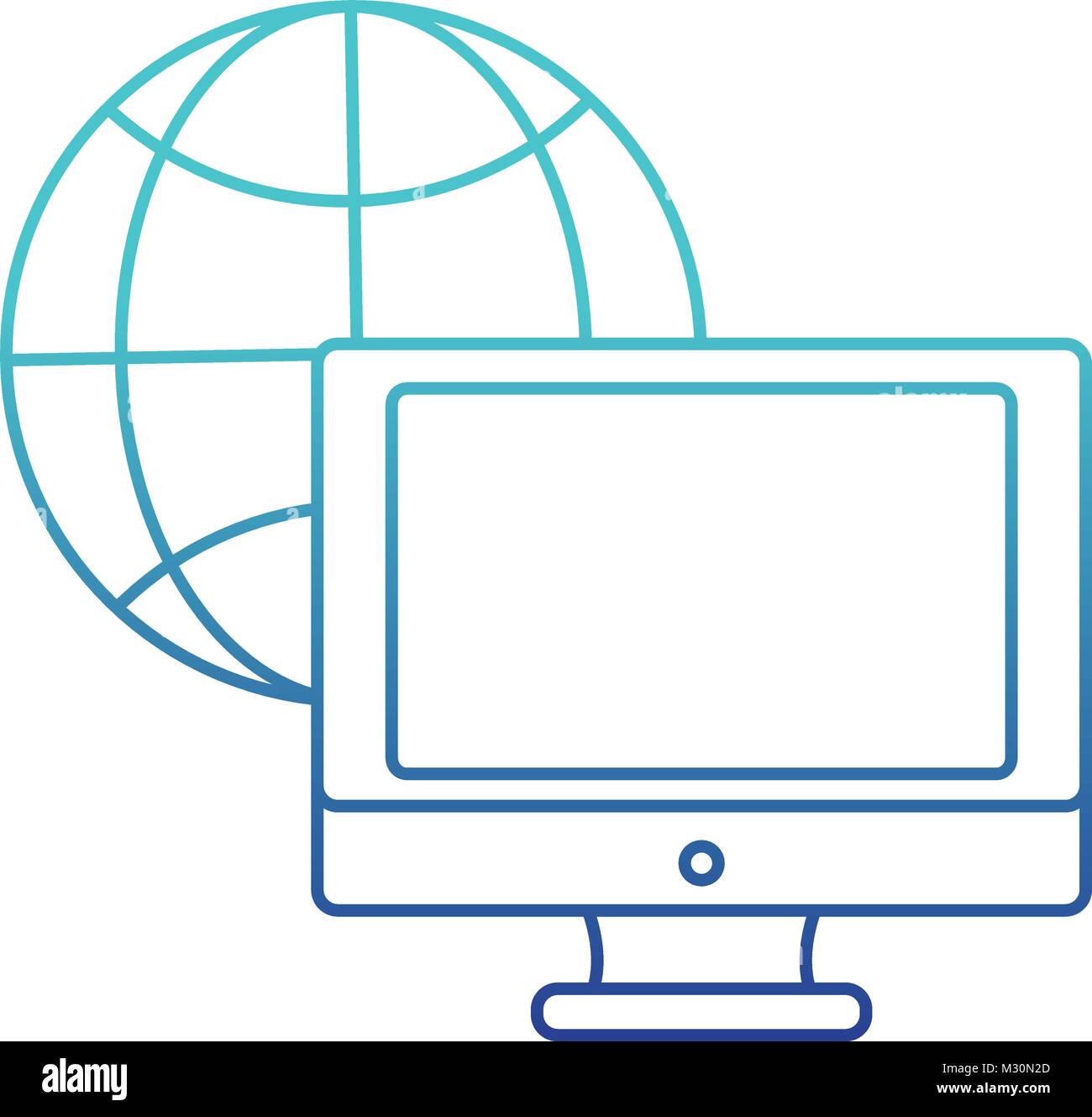 blue line screen computer technology with global connection Stock ...