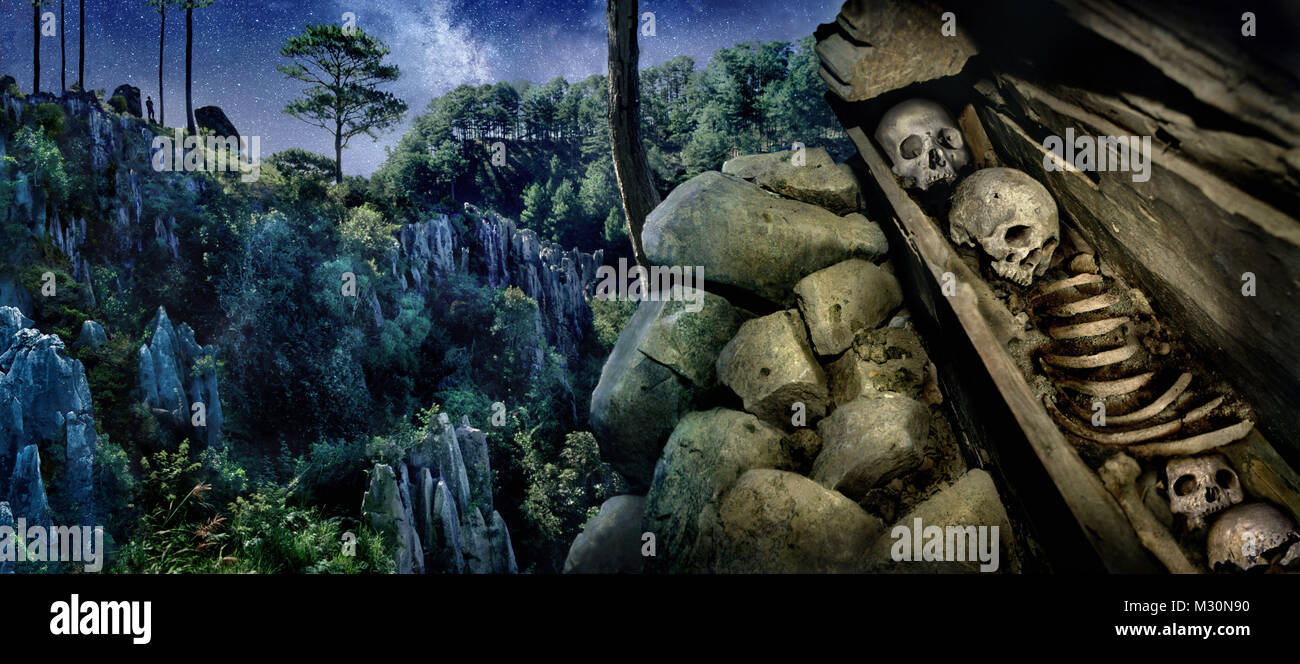 skeleton, skulls, grave Sagada, Luzon Island, Philippines, Asia Stock ...