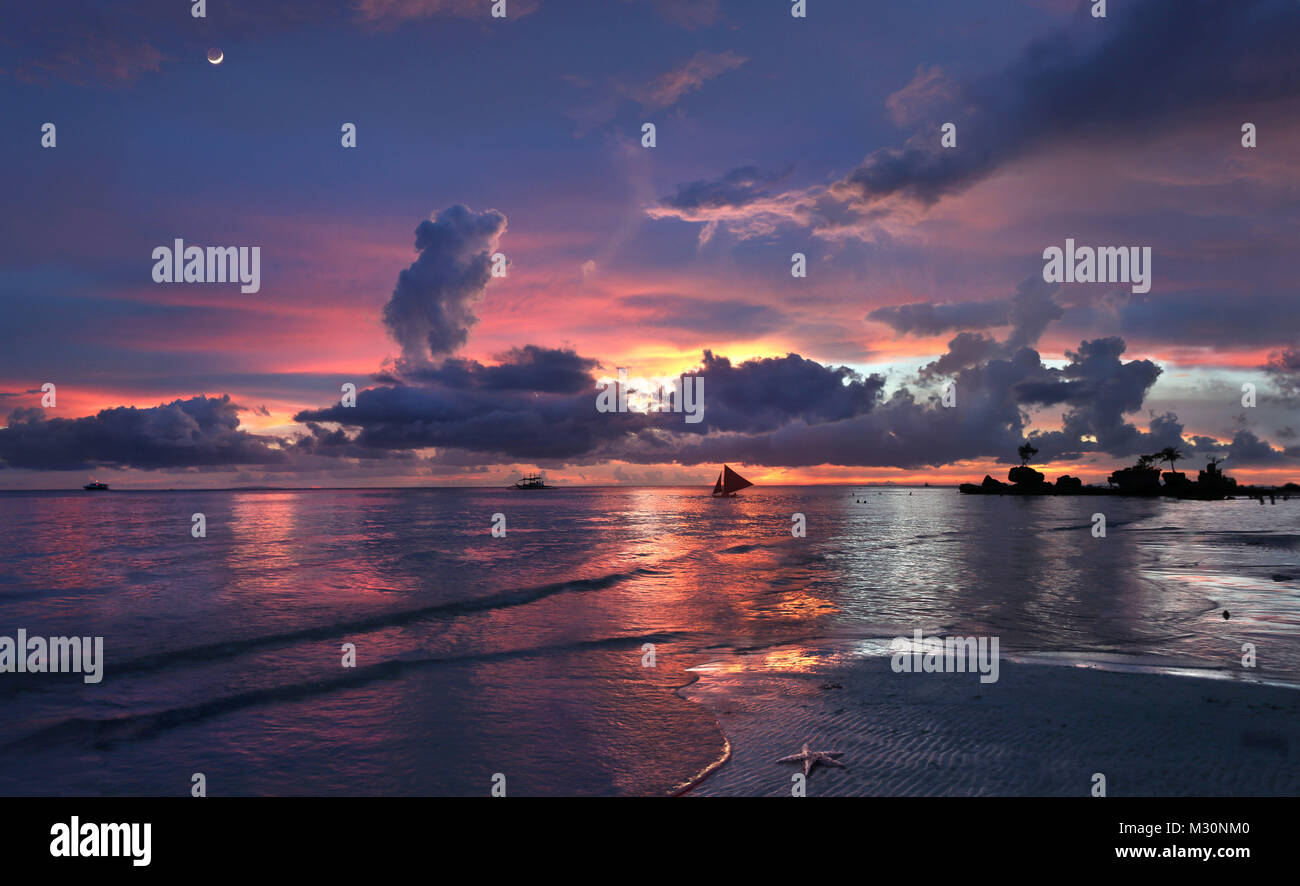 Sunset at Boracay, Aklan, Philippines, Asia Stock Photo - Alamy