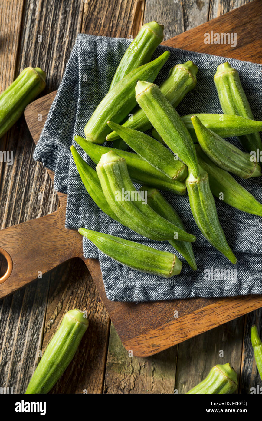 Raw Green Organic Okra Vegetables Ready to Cook Stock Photo - Alamy