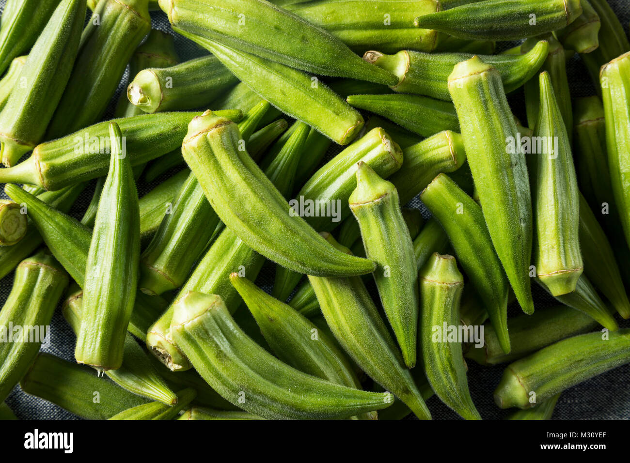 Raw Green Organic Okra Vegetables Ready to Cook Stock Photo - Alamy