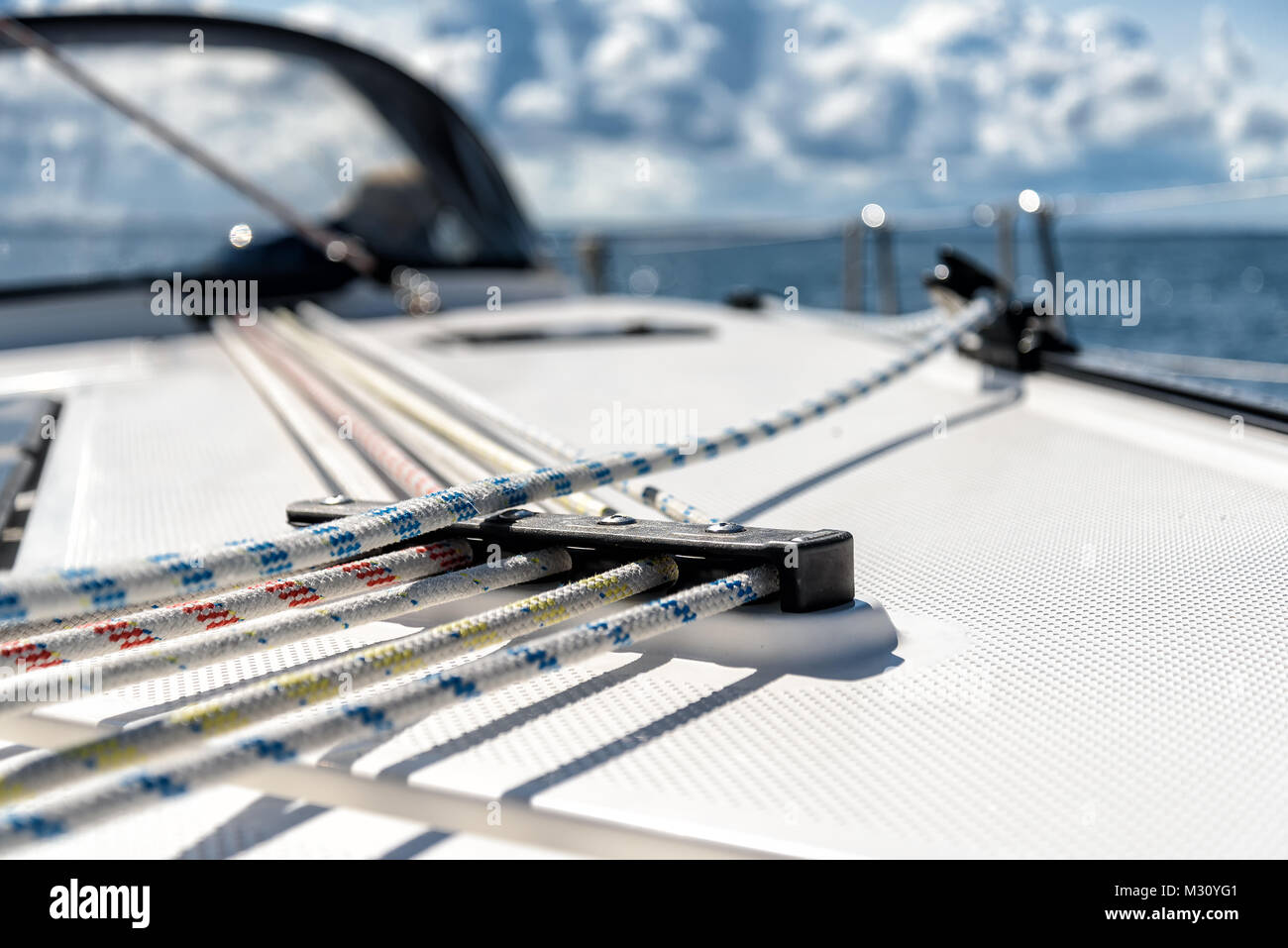 lines on the deck of a sailing yacht Stock Photo - Alamy