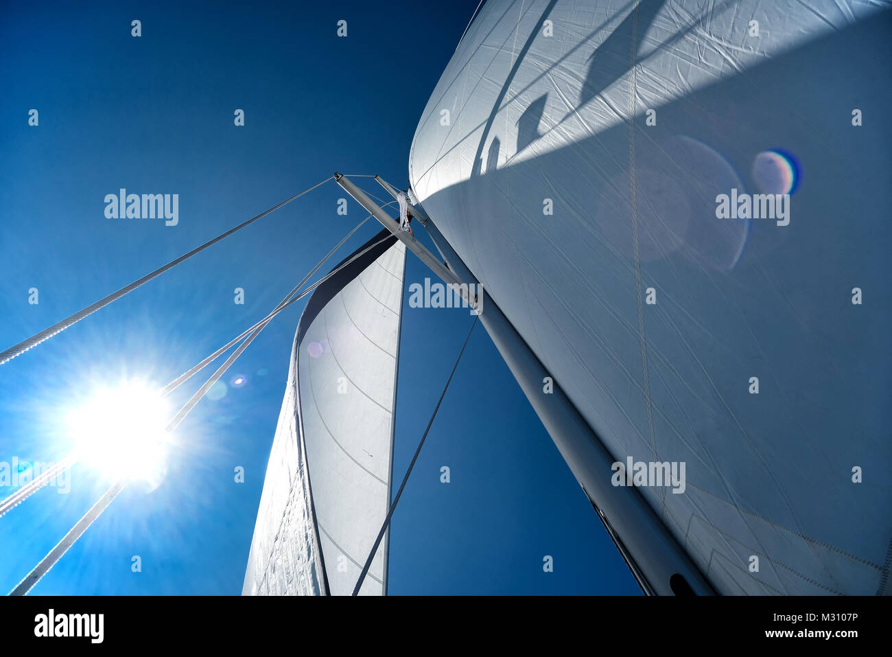 sails of a sailing yacht in the wind sailing on the ocean Stock Photo ...