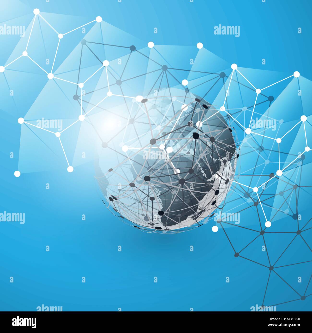 Cloud Computing and Networks Concept with Earth Globe - Global Digital Network Connections ...