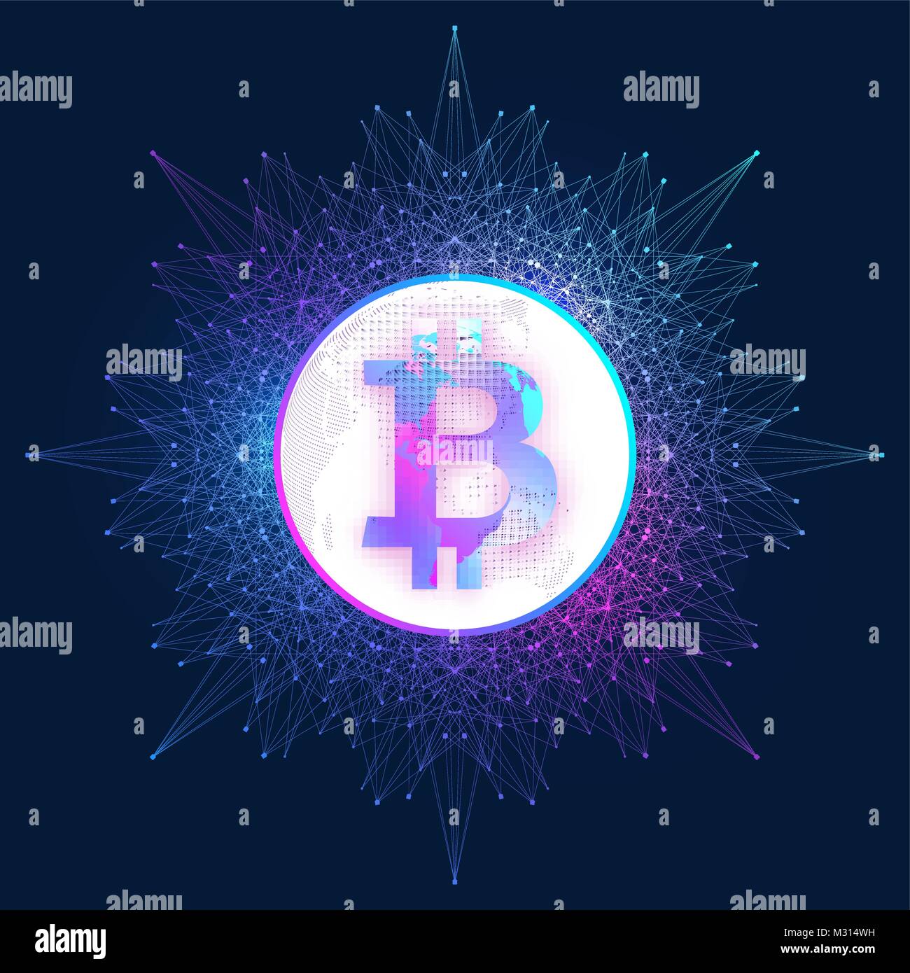 Bitcoin. Physical bit coin. Bitcoin digital currency coin damage world finance system ...