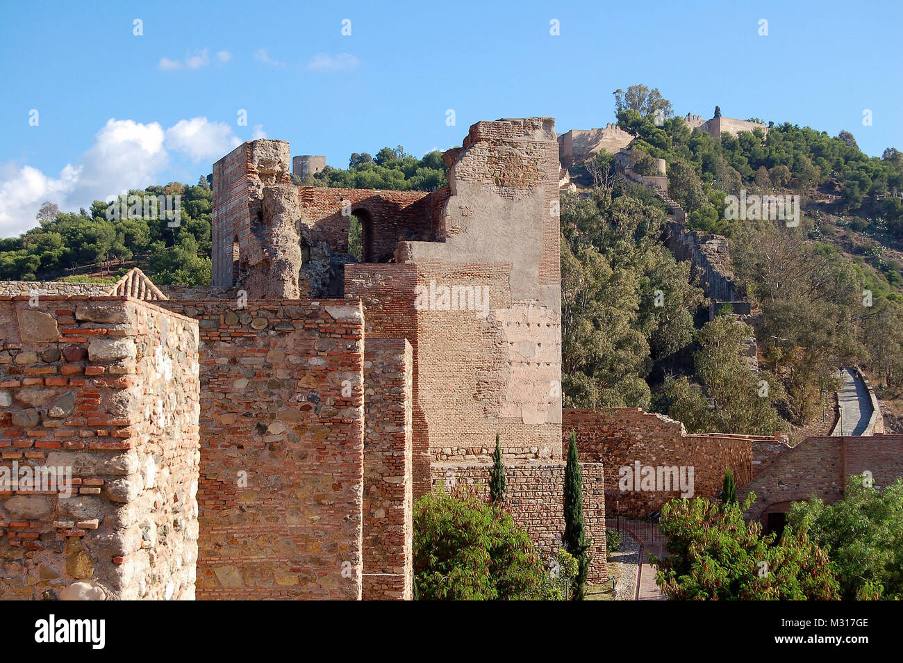 Mount Gibralfaro (Monte de Gibralfaro) photographed from the Alcazaba ...