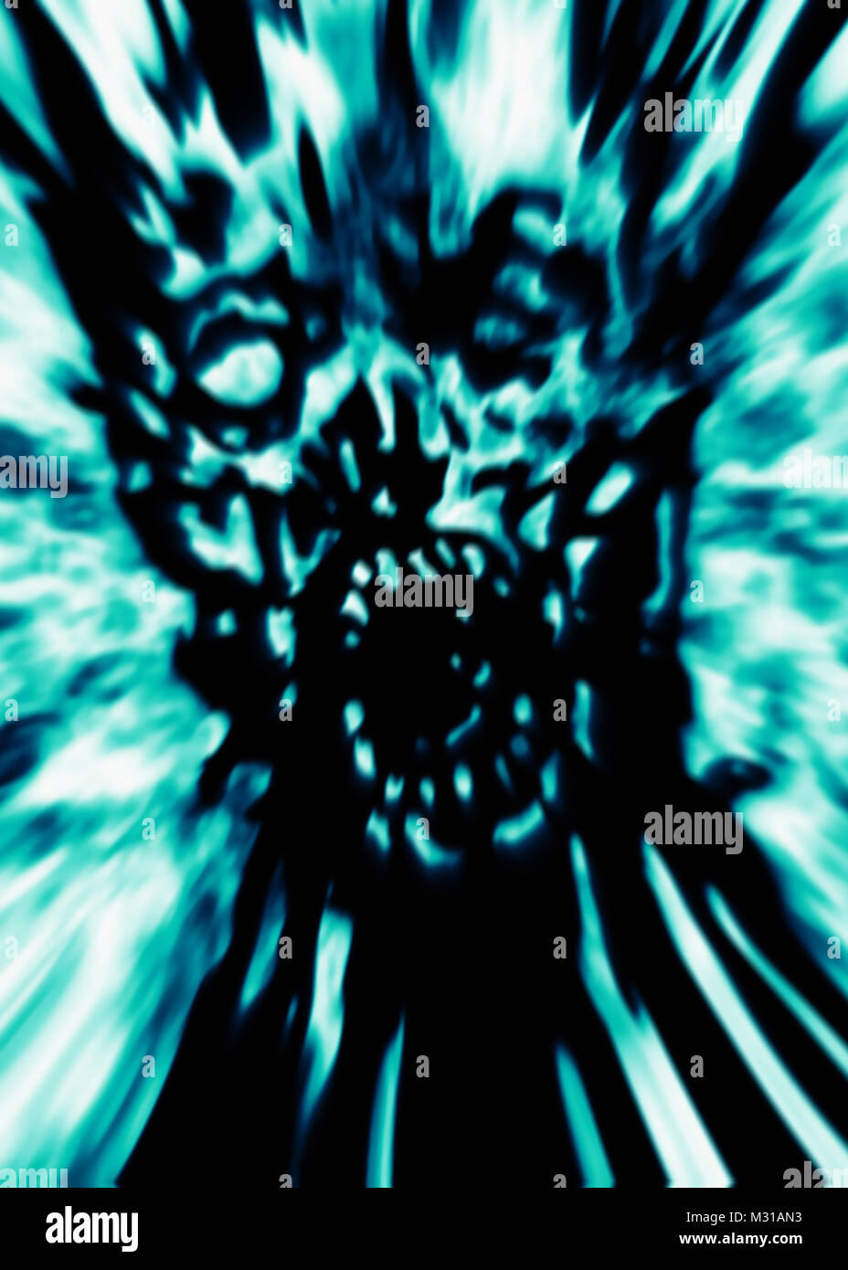 Cruel blue zombie head cover. Illustration in genre of horror. Image ...