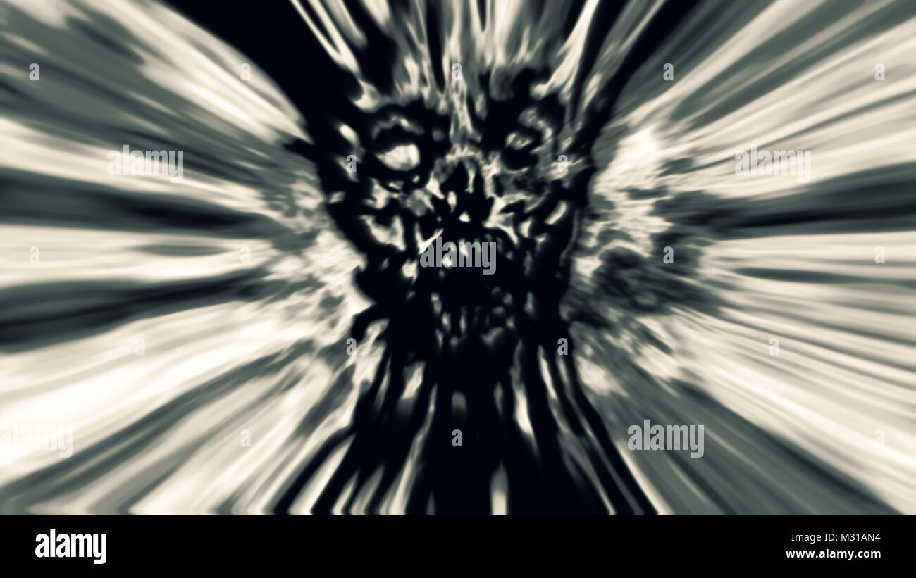 Cruel gray zombie face cover. Image with blur effect. Illustration in ...
