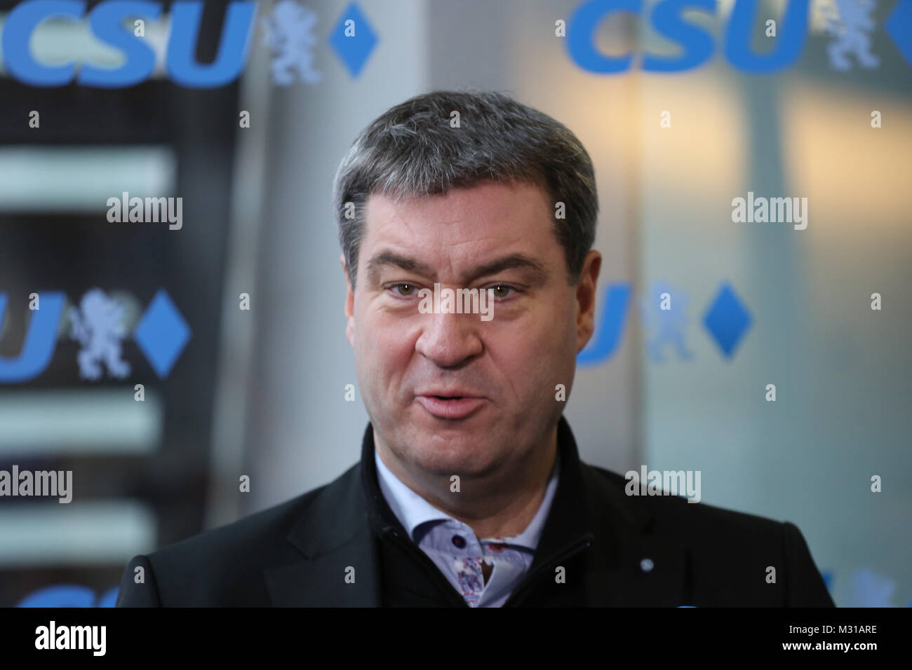 Munich, Germany. 08th Feb, 2018. Bavarian finance minister Markus ...