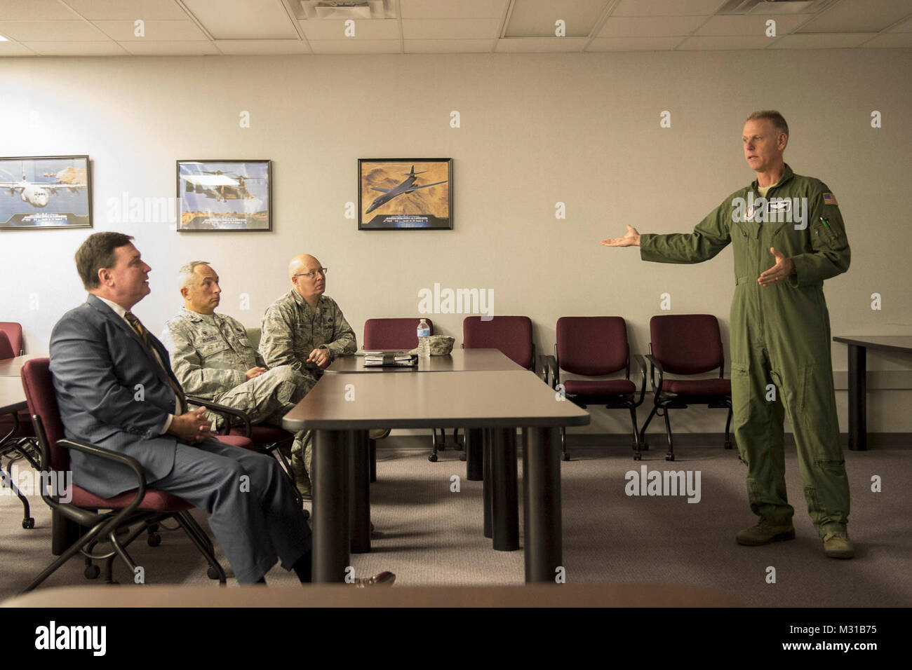 Col. Larry Shaw, 434th Air Refueling Wing commander, explains the base ...
