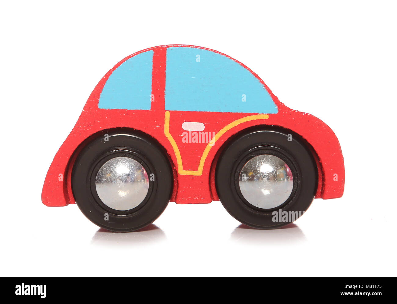 wooden red toy car cutout Stock Photo - Alamy