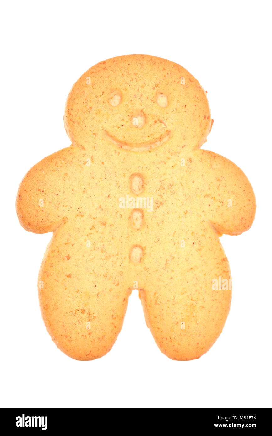 gingerbread man biscuit on a white background Stock Photo - Alamy