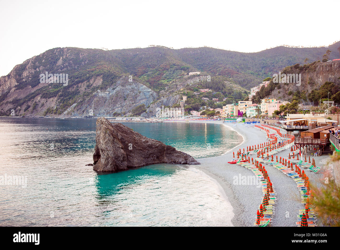 Beautiful european seashore in Monterosso in Italy. Vacation in Europe ...