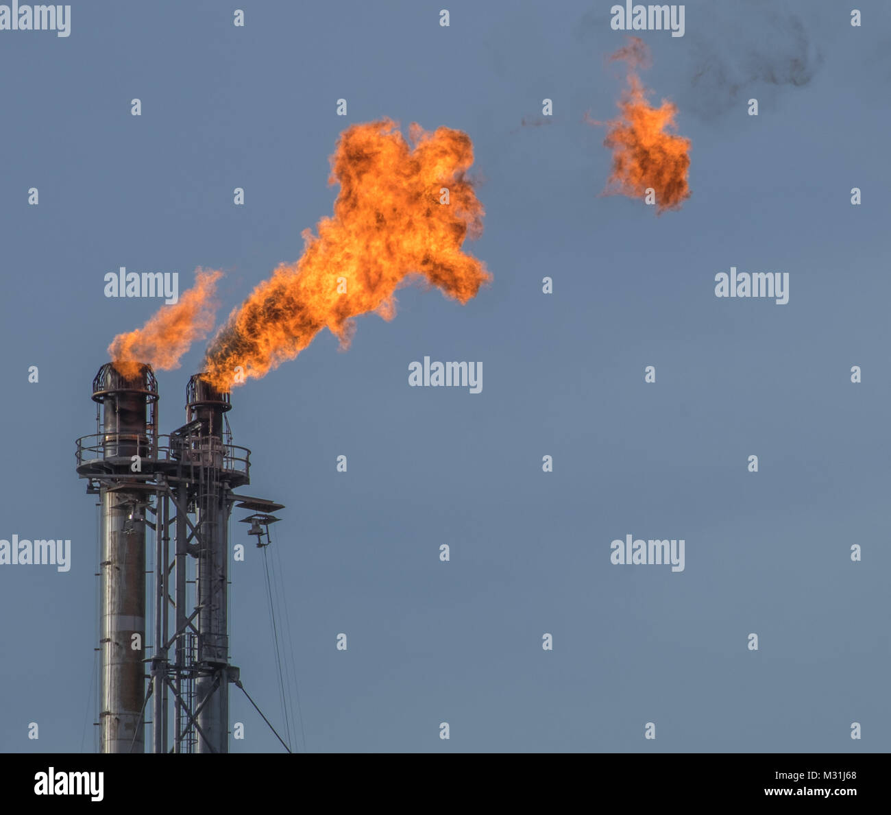 Flare stack at petroleum refinery in Port Arthur Texas Stock Photo - Alamy