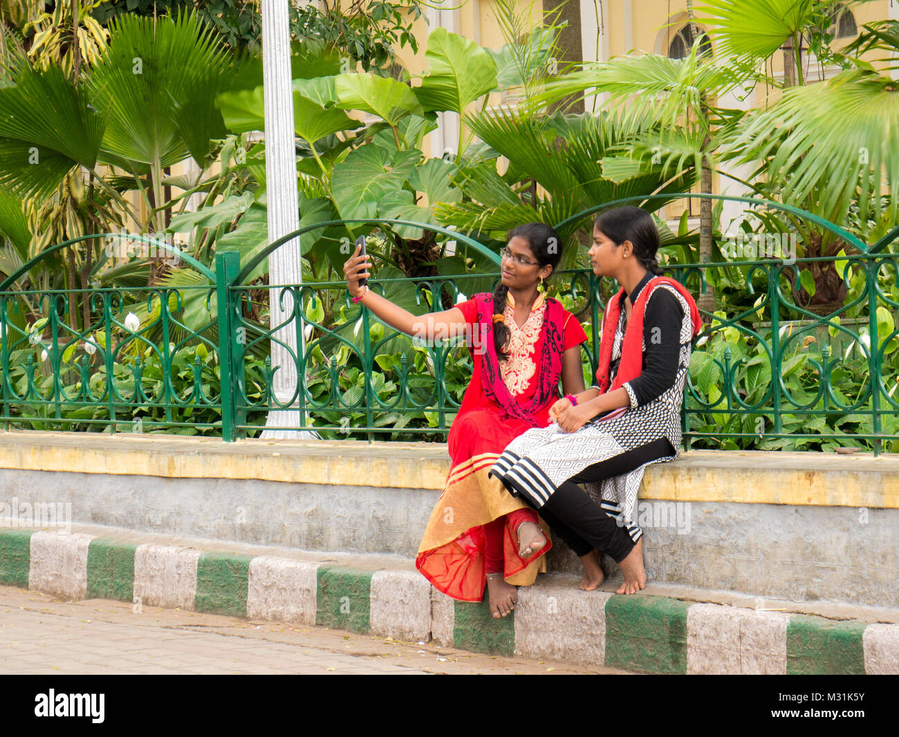 Mysore, Karnataka, India. January 11 2018. Portrait of girls ...