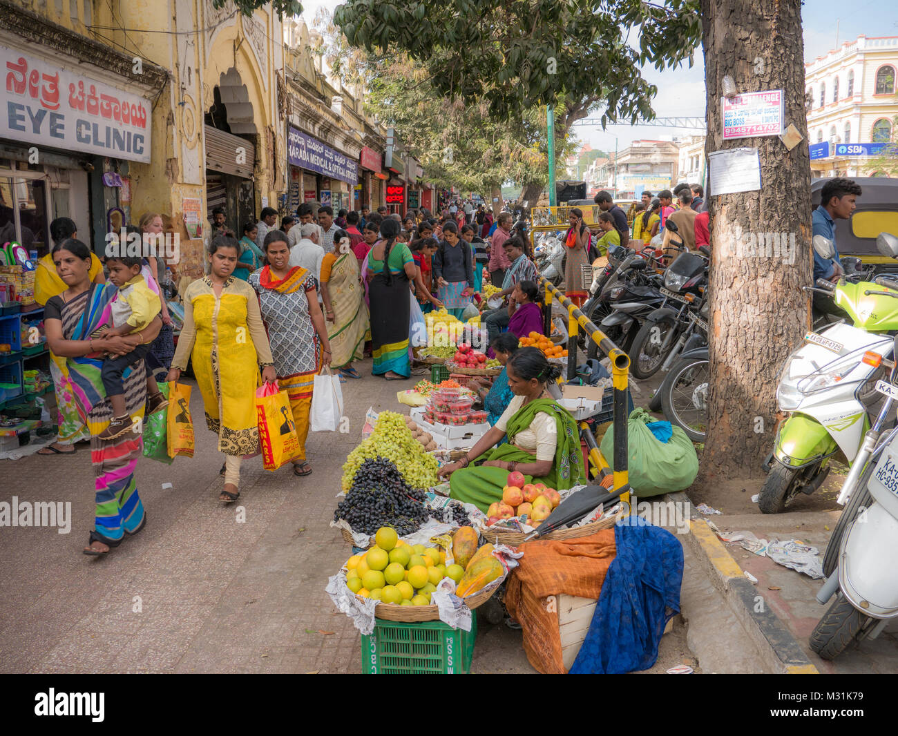 MYSORE, INDIA - January 09, 2108 : Locals and tourist walk in the ...