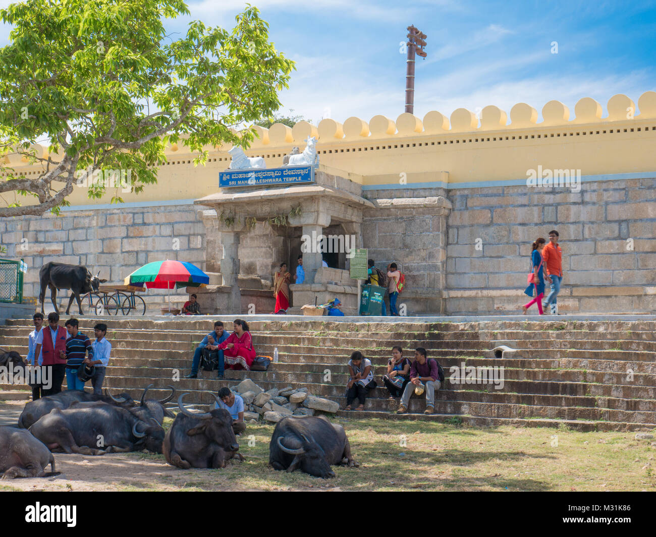 Mysore, Karnataka, India - January 11, 2018. People activities near the ...