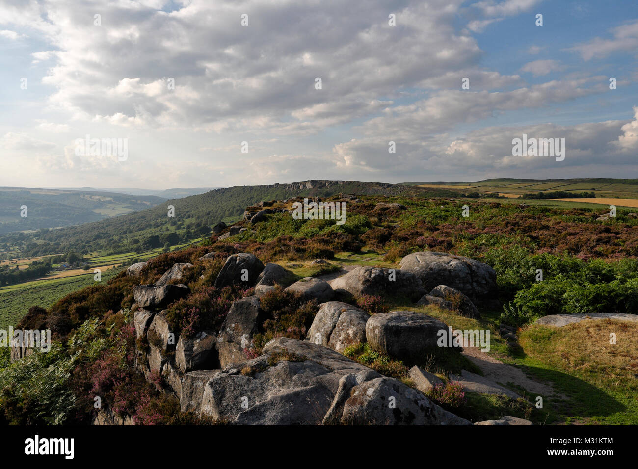Baslow Edge looking towards Curbar Edge in the Peak District Landscape ...