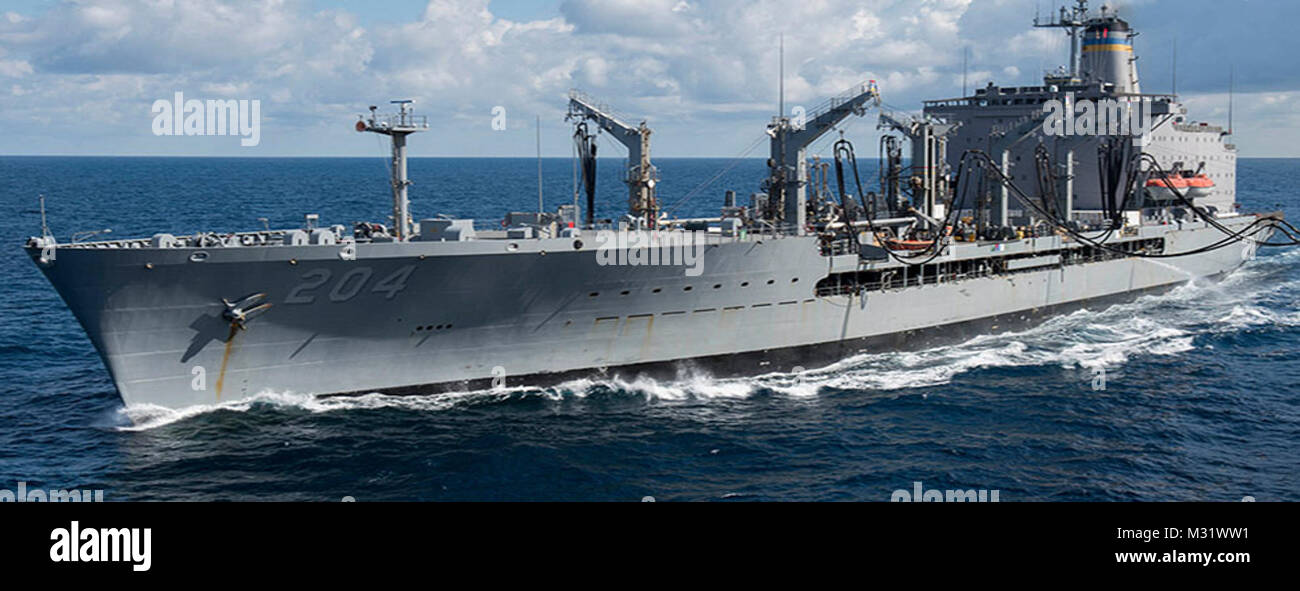 USNS Rappahannock conducts a replenishment-at-sea with USS Bonhomme ...