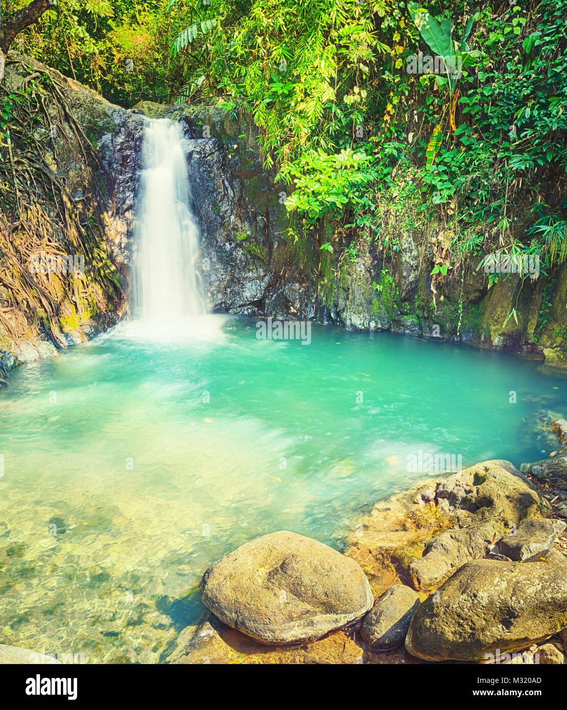 Beautiful Kaeng Nyui Waterfalls. Vang Vieng. Laos landscape Stock Photo ...