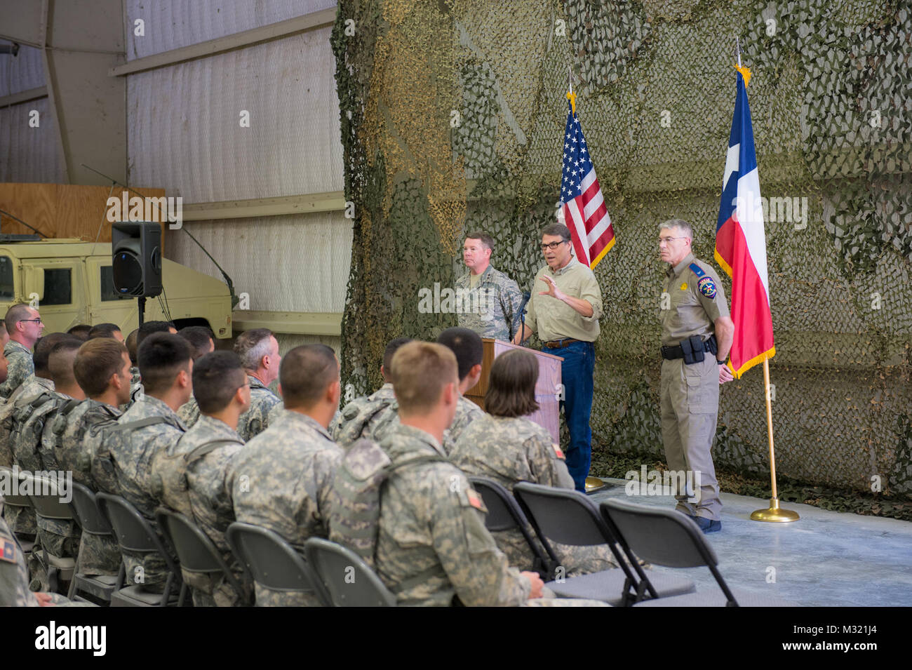 Texas Governor Rick Perry visits with Texas Military Forces at Camp ...