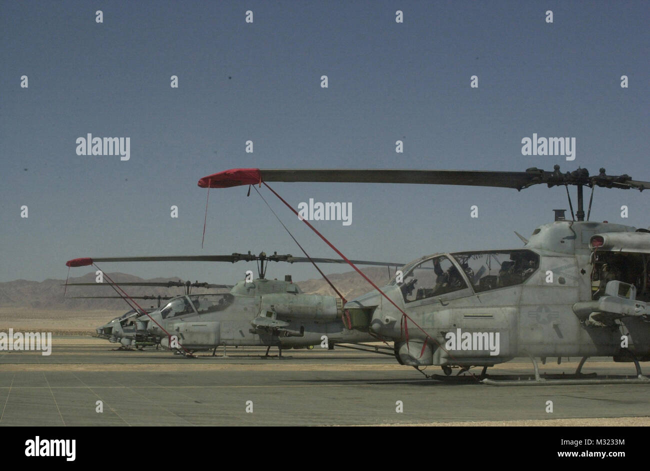 MCAGCC TWENTYNINE PALMS, Calif.,-- AH-1A Super Cobras sit silently on ...