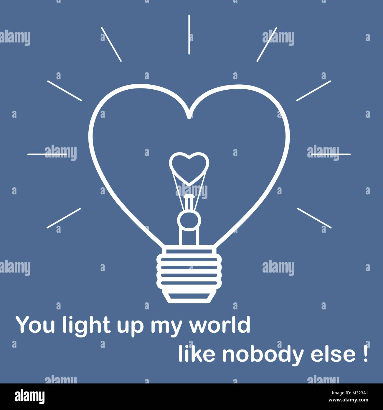 Glowing light bulb in the shape of a heart and the inscription. Design ...