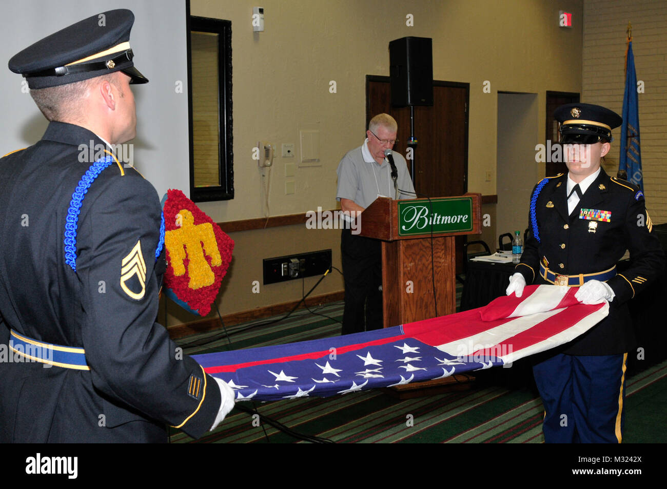 Members of the Oklahoma Army National Guard’s Honor Guard provide a ...